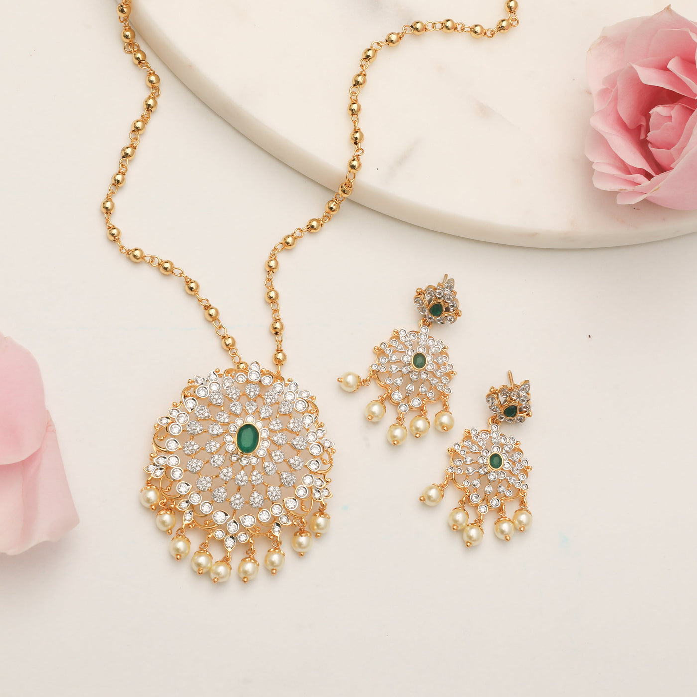 Discover Emilia CZ Silver Pendant Set | Paksha