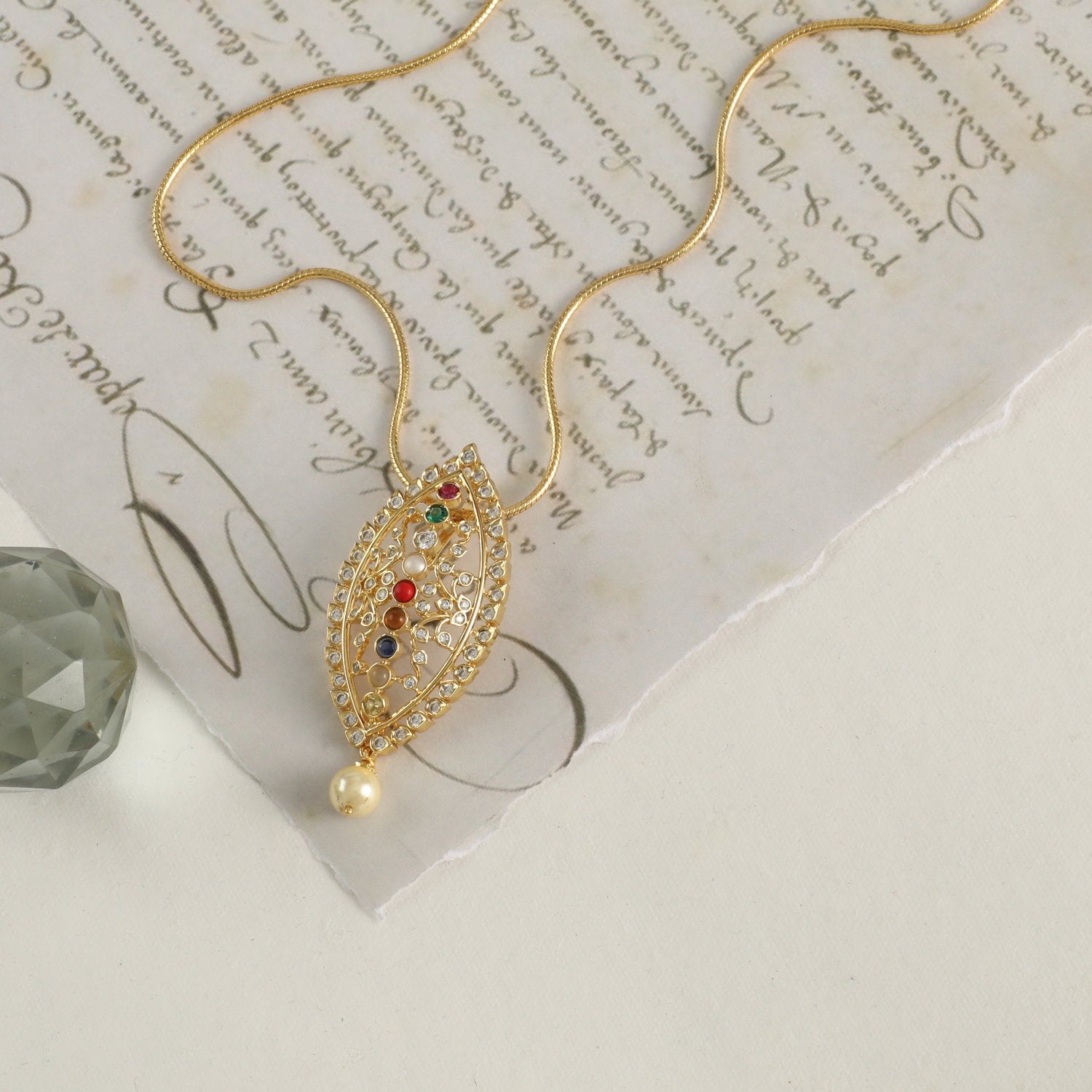 Navratna pendant in silver store