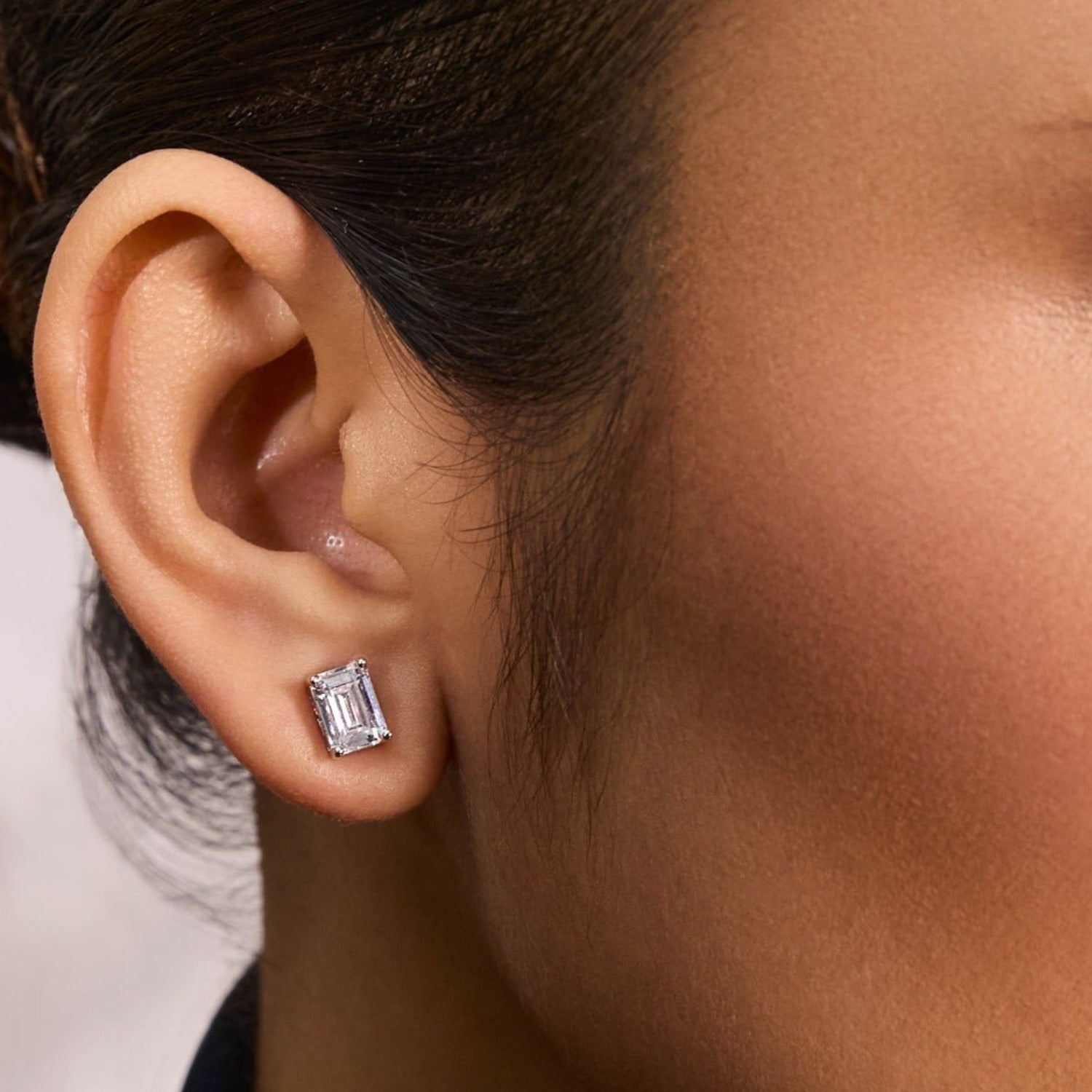 Emerald cut cz earrings store