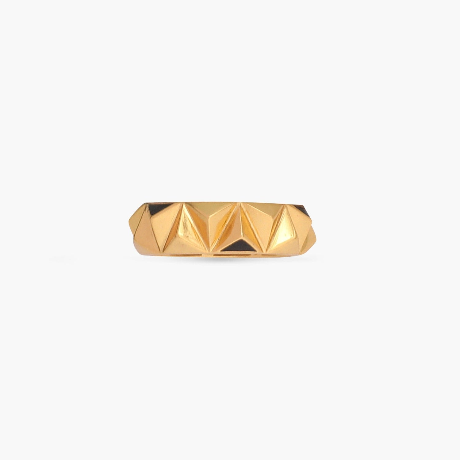 Pyramid Band Silver Finger Ring Green