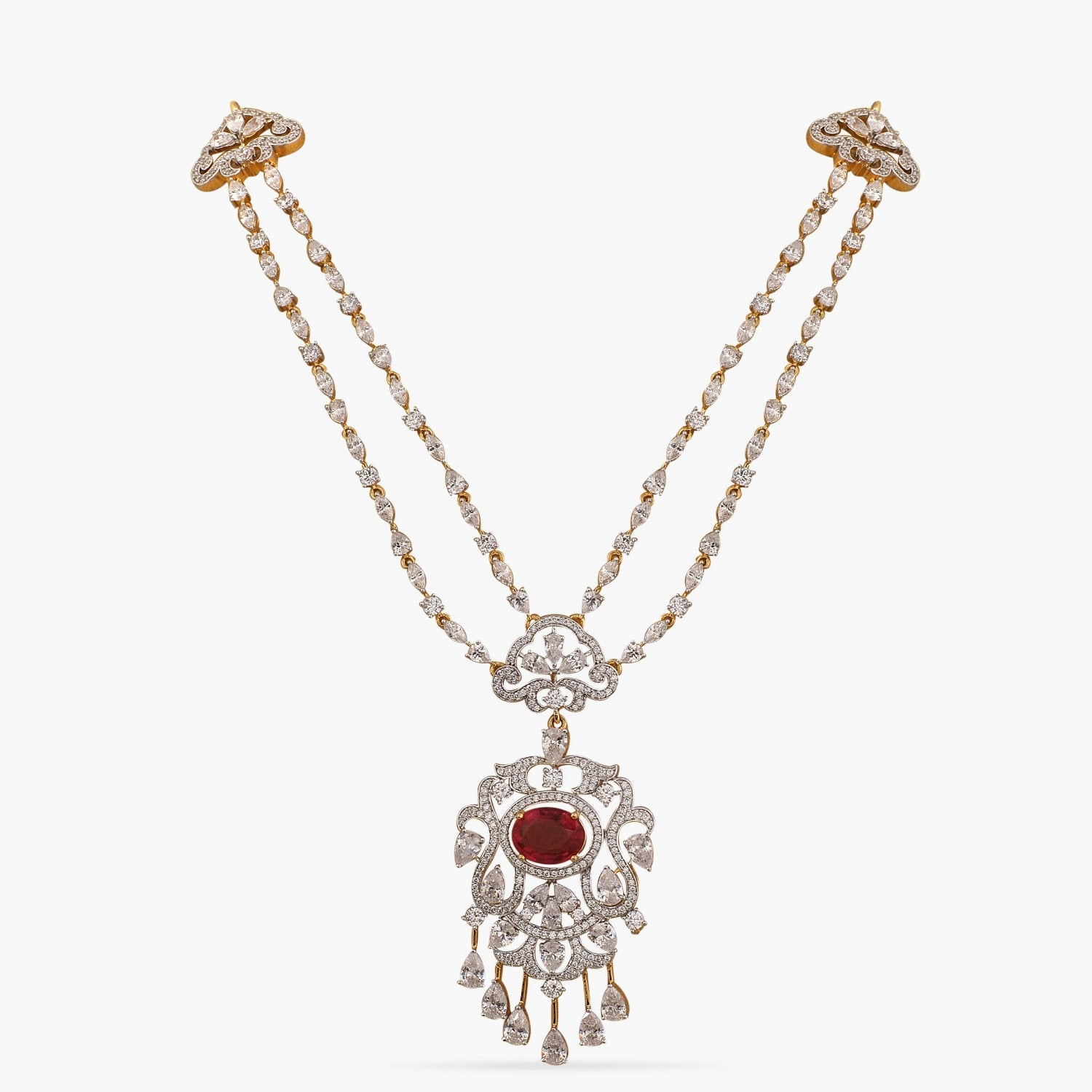 Shop Lavalliere CZ Two Layer Silver Necklace | Silver Jewelry – Paksha
