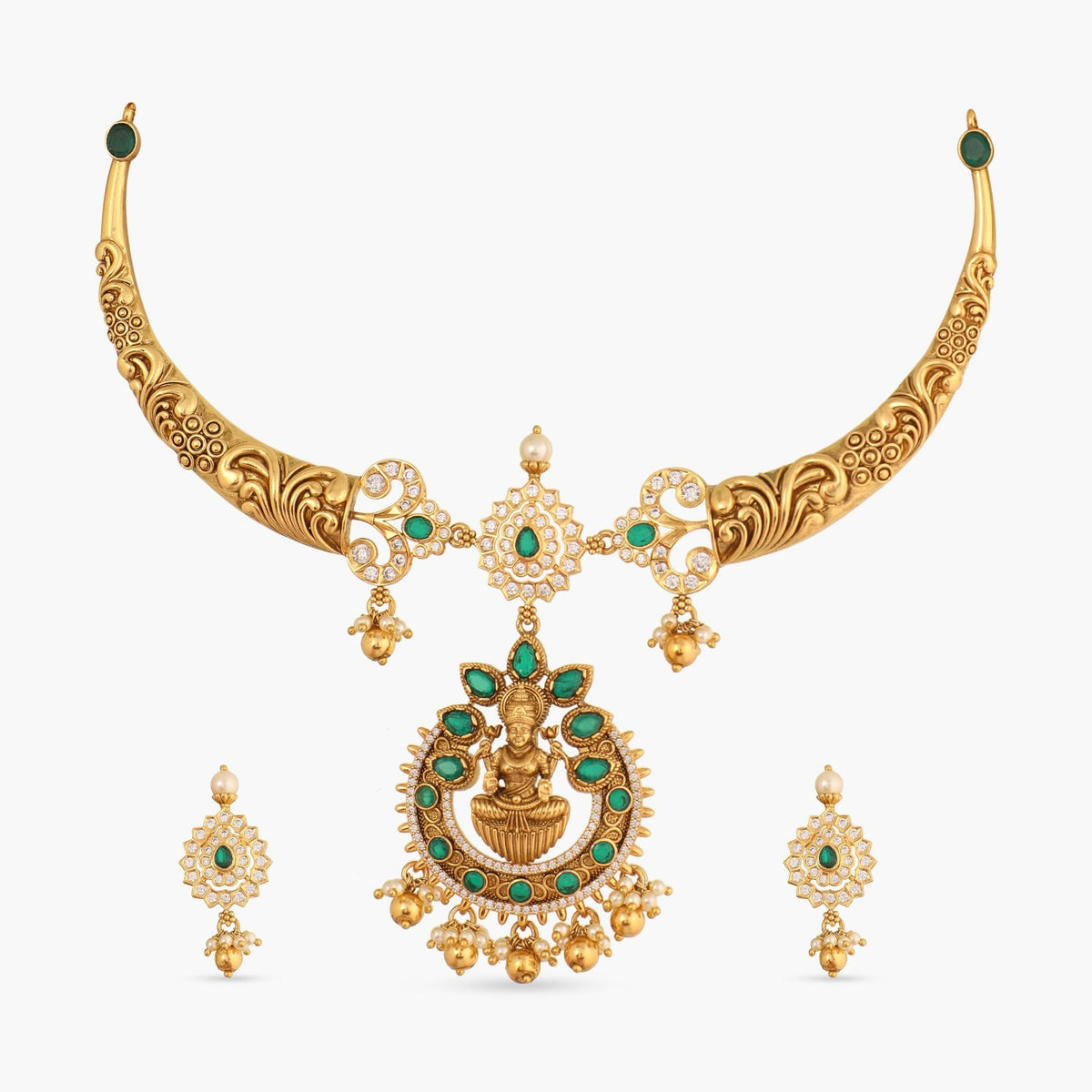 Buy Kamala Nakshi Antique Silver Hasli Necklace Set | Paksha