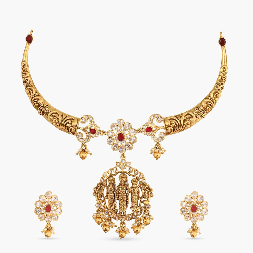 Buy Ramparivar Nakshi Antique Silver Hasli Necklace Set | Paksha